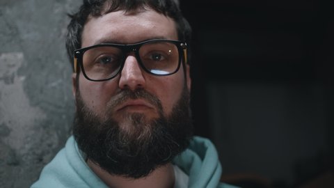 Close View Sad Programmer Looking Camera Stock Footage Video (100% ...