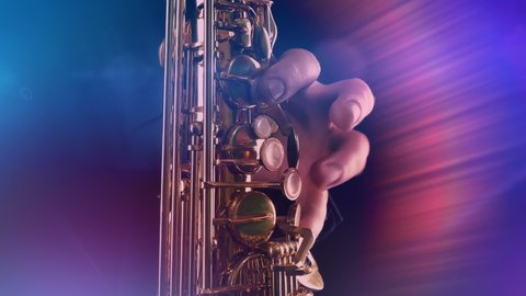 Saxophone Player Closeup Stage Lights Glowing Stock Footage Video (100% ...