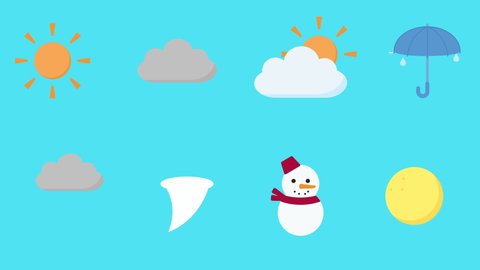 Simple Cute Weather Animation Set Stock Footage Video (100% Royalty ...