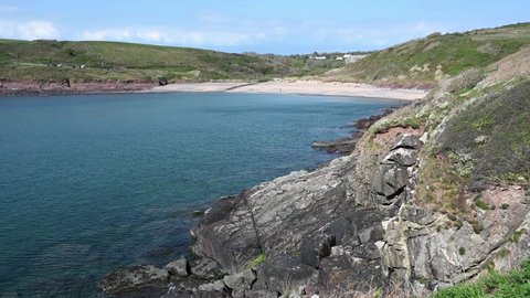 Beautiful Vista Manorbier Bay On Pembrokeshire Stock Footage Video (100 ...