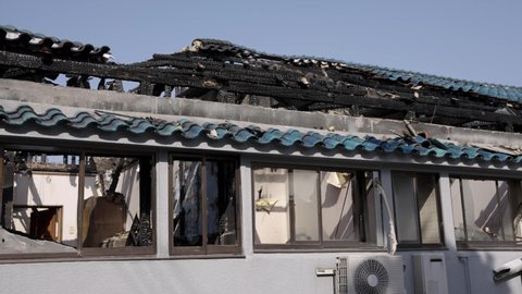 Ruins Burnt Japanese House Osaka Japan Stock Footage Video (100% ...