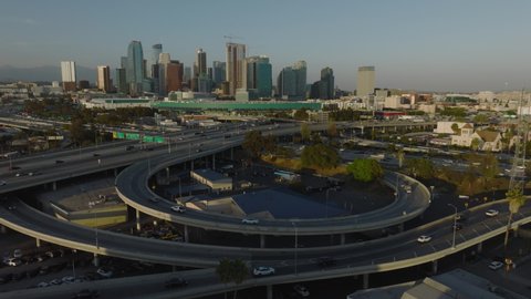 Flying Counter Clockwise Around Freeway Onramp Stock Footage Video (100% Royalty-free ...