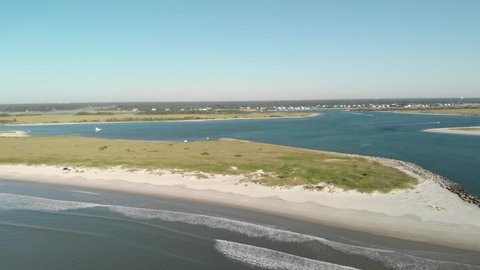 Aerial View Masonboro Island Jetty Rocks Stock Footage Video (100% ...