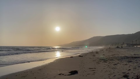 Beautiful Zuma Beach Sunset Malibu California Stock Footage Video (100% ...