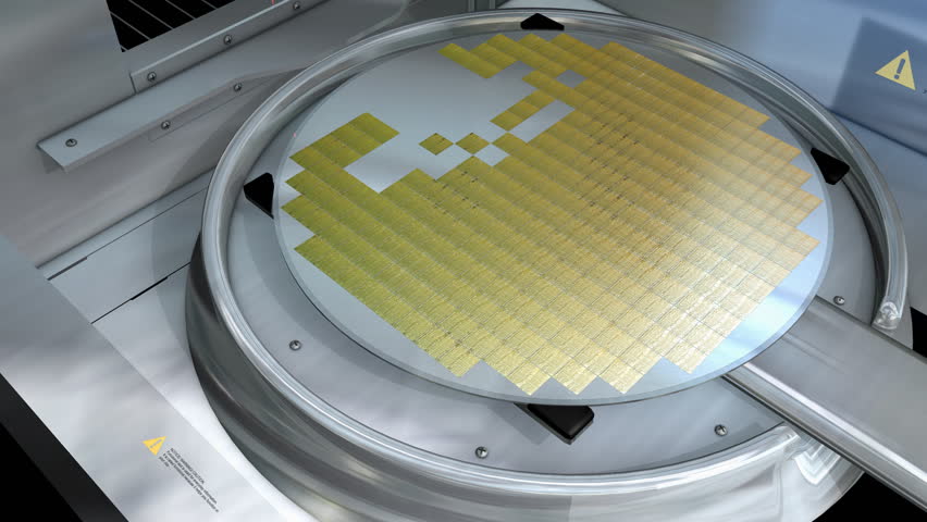 computer generated microchip die manufacturing process Stock Footage ...