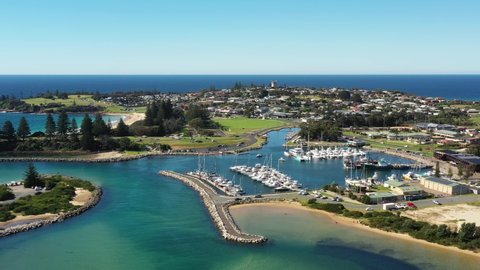 Bermagui Town Aerial Panorama Pacific Harbour Stock Footage Video (100% ...