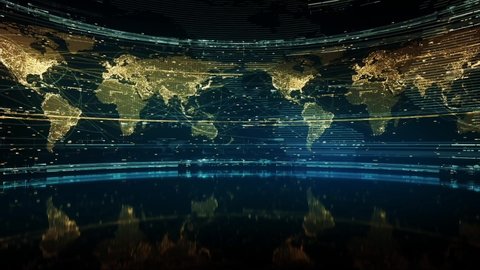 Digital World Map News Studio Set Stock Footage Video (100% Royalty ...