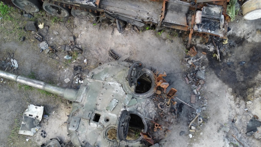 smashed burned russian tanks tank war Stock Footage Video (100% Royalty ...