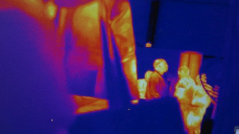 Infrared Thermal Vision People Walking Indoors Stock Footage Video (100 ...