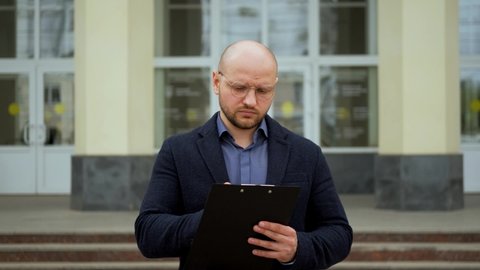 Young Man Intelligent Professor Stands Against Stock Footage Video (100 ...