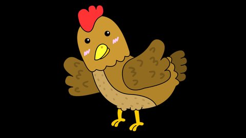 Cute Chicken Animation On Transparent Background Stock Footage Video ...