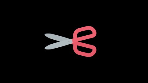 Simple Cute Scissors Animation Black Background Stock Footage Video ...