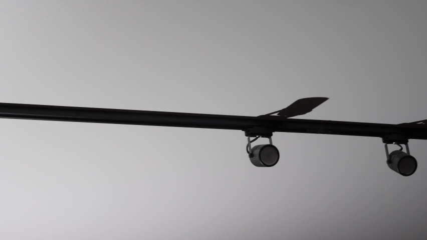 Ceiling Black Spotlights On Rail System Stock Footage Video (100% ...