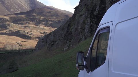 Bus Standing Lake District Morning Sun Stock Footage Video (100% ...