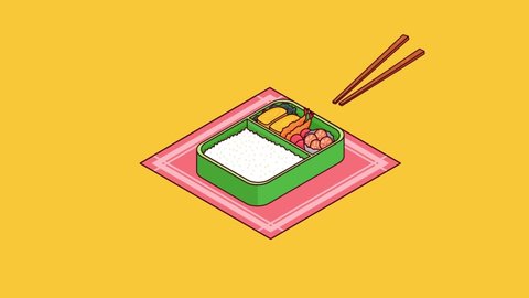 Cute Style Japanese Bento Animation Stock Footage Video (100% Royalty ...