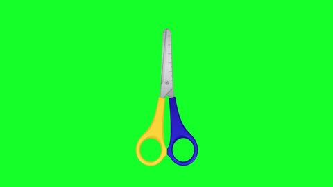 Realistic Scissors Cutting Animated Isolated Green Stock Footage Video ...