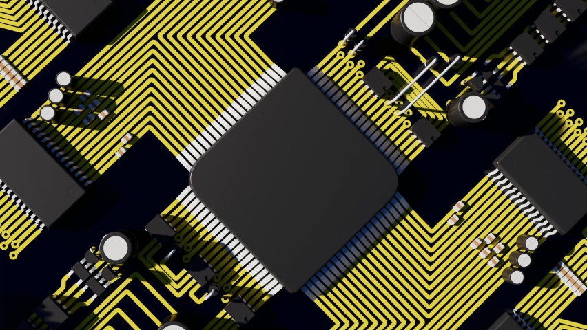 Top View Circuit Board 3d Rendering Stock Footage Video (100% Royalty ...