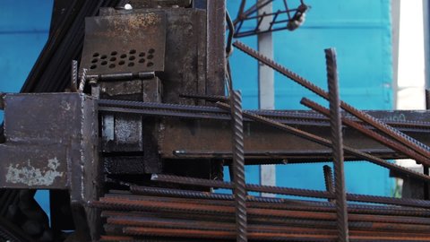 Cutting Reinforcement Construction Site On Machine Stock Footage Video ...