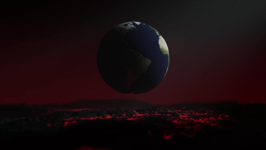 Animation of burning planet from the effects of global warming.global ...