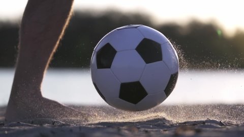 Closeup Kicking Soccer Ball Slow Motion Stock Footage Video (100% ...