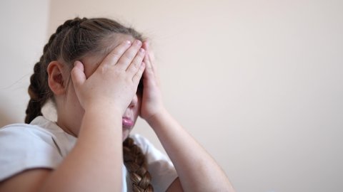 Sad Girl Sitting Corner Crying Covered Stock Footage Video (100% ...