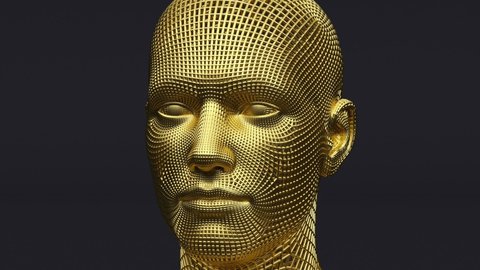 Human Face Mesh Futuristic Cyber Metal Stock Footage Video (100% ...