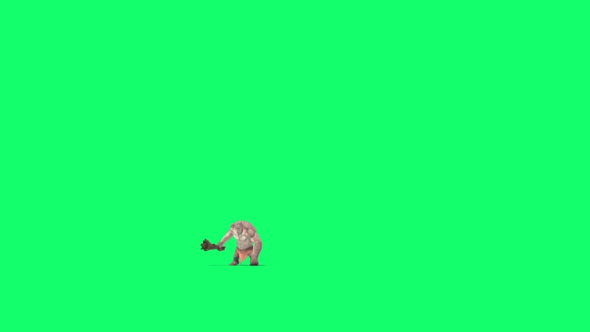 Cyclops Monster Green Screen Runs Attacks Stock Footage Video (100% ...