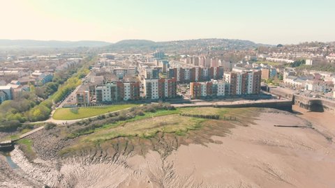 Aerial Drone Shot Seaside Town Portishead Stock Footage Video (100% ...