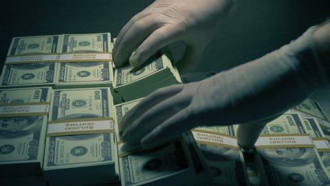 Man Quickly Grabbing Stacks Money Robbery Stock Footage Video (100% ...