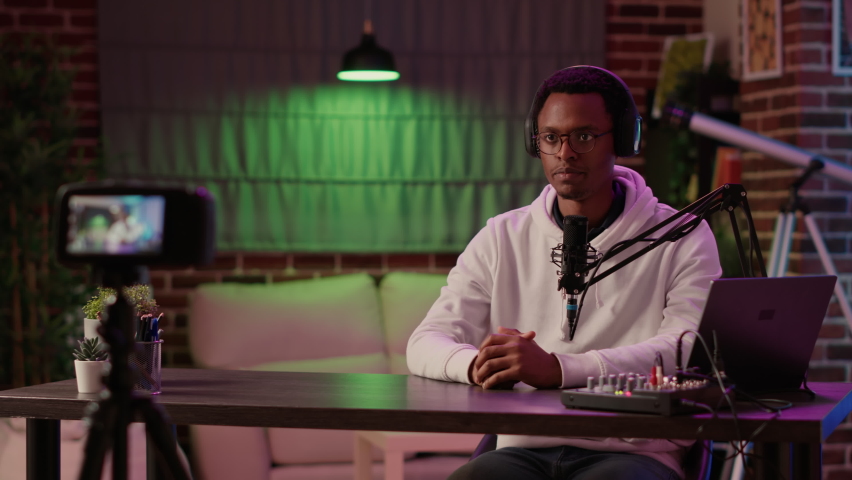 African American Content Creator Recording Vlog Stock Footage Video ...