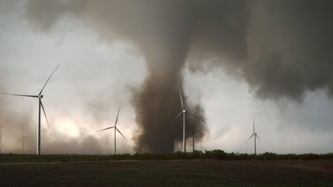 Tornado Moves Through Wind Farm During Stock Footage Video (100% ...