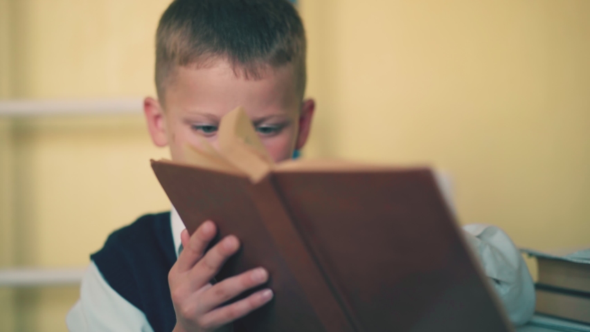 Sad Little Boy School Uniform Turns Stock Footage Video (100% Royalty ...