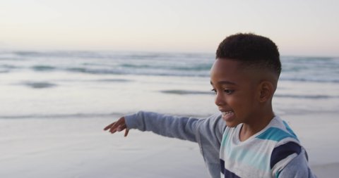 Happy African American Boy Running Alone Stock Footage Video (100% ...