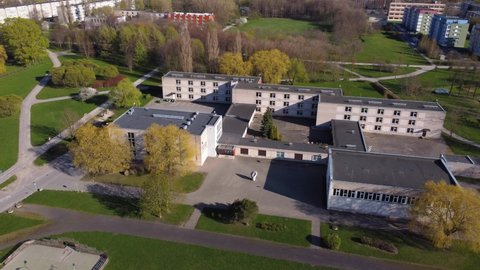 Aerial Orbiting Shot Soviet Era School Stock Footage Video (100% ...