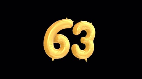 Gold Helium Balloon Number 63 Loop Stock Footage Video (100% Royalty ...