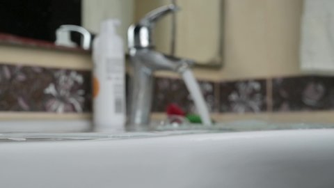 Closeup Flood Due Overflowing Water Bathroom Stock Footage Video (100% ...