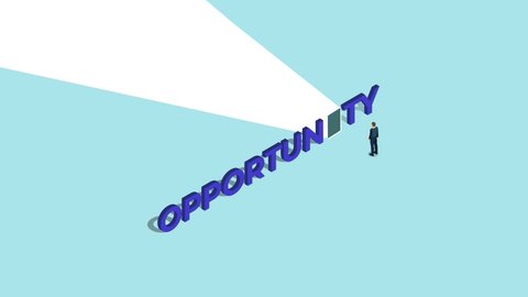 Businessman Animation Looking Opportunity Word Bright Stock Footage ...