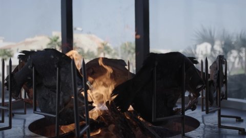 Traditional Grilling Fish Round Open Fire Stock Footage Video (100% ...