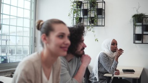 Group Young Multicultural College Students Classroom Stock Footage ...