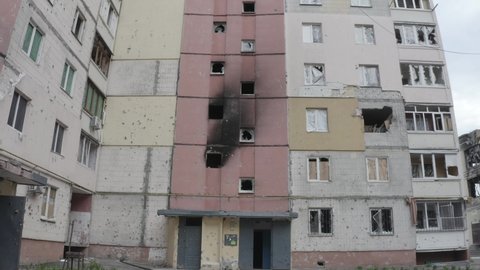 Bombedout Apartment Building After Airstrike War Stock Footage Video ...
