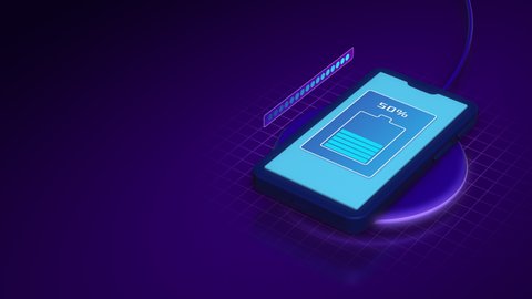 Stylized Animation Wireless Charger Smartphone Charging Stock Footage ...