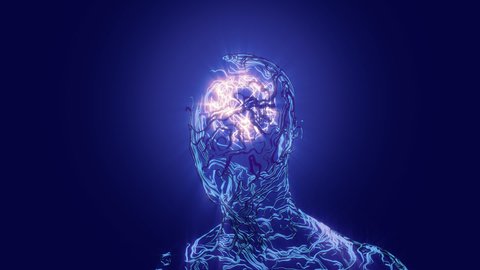 Looped 3d Animation Glowing Human Consciousness Stock Footage Video ...