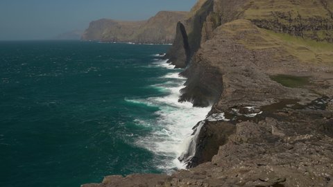 Dramatic Cliffside View Geitaskoradrangur On Aerial Stock Footage Video ...