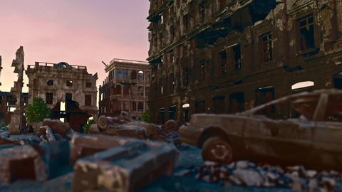 War Destroyed City Destroyed Houses 4k Stock Footage Video (100% ...