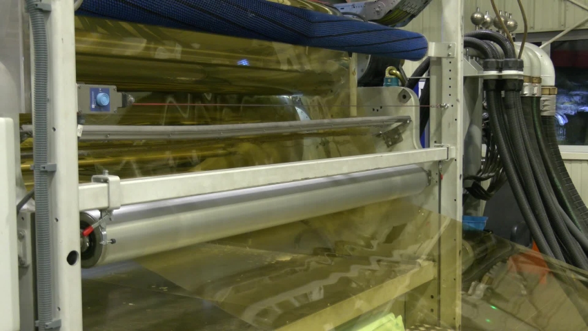 Roll Clear Plastic Sheet Manufacturing Process Stock Footage Video (100 ...
