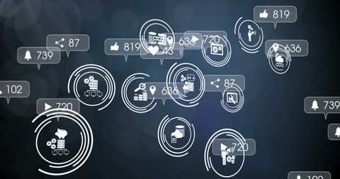 Animation Icons Growing Numbers On Black Stock Footage Video (100% ...