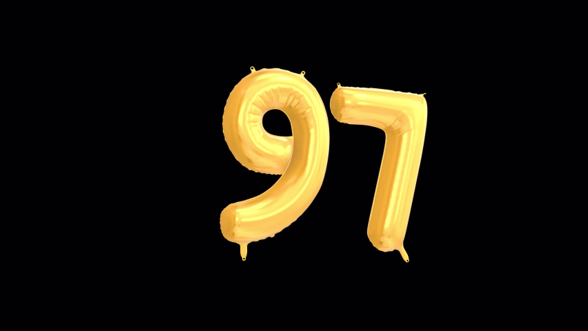 gold helium balloon number 97 loop Stock Footage Video (100% Royalty ...