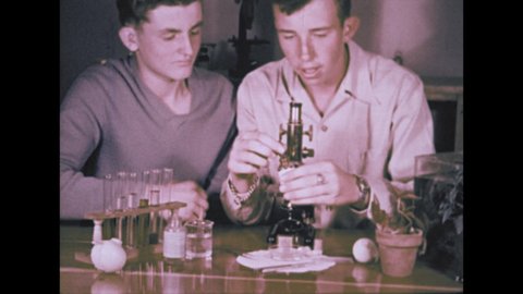 1940s Cells Under Light Microscope Lab Stock Footage Video (100% ...