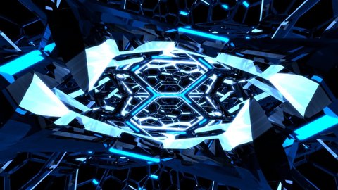 Vj Metallic Wireframe Polyhedron Blue 3d Stock Footage Video (100% ...
