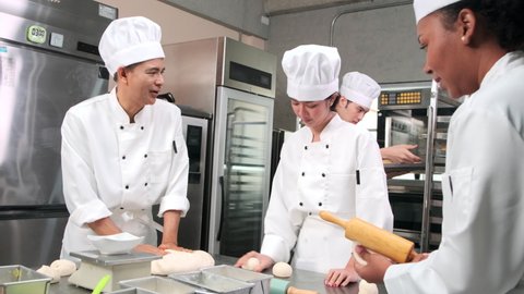 Multiracial Professional Gourmet Team Four Chefs Stock Footage Video ...
